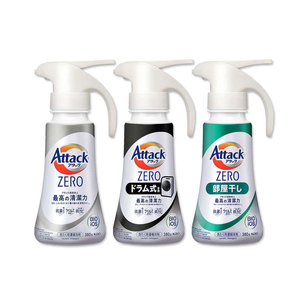 日本KAO花王-超濃縮Attack ZERO洗衣精(3款可選)380g/瓶 - PChome 24h購物