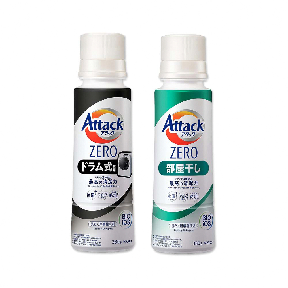 日本KAO花王-超濃縮Attack ZERO瓶蓋型洗衣精(2款可選)380g/罐 - PChome 24h購物