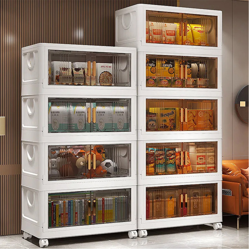 【Mr.box】57面寬磁吸前開式雙開門折疊五層收納櫃 - PChome 24h購物