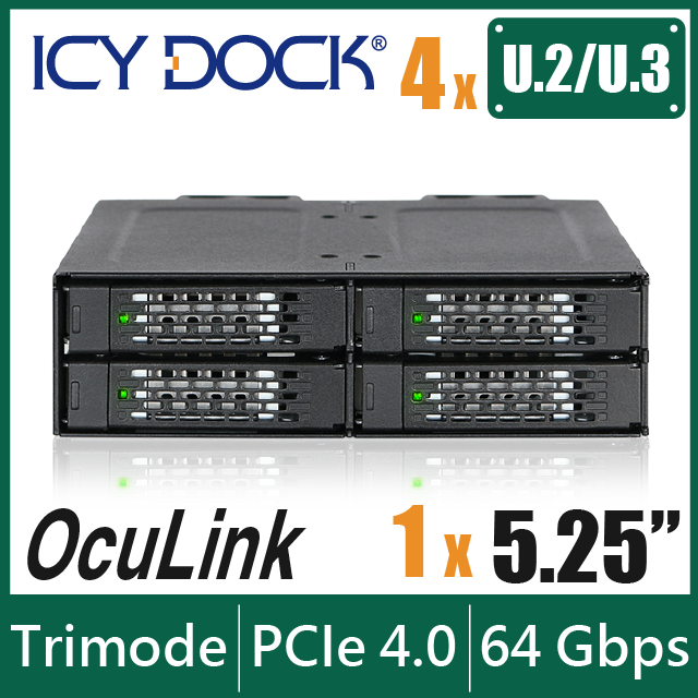 ICY DOCK 4層式 2.5”NVMe U.2/U.3 SSD PCIe 4.0 硬碟抽取盒 (MB699VP-B V3 ...
