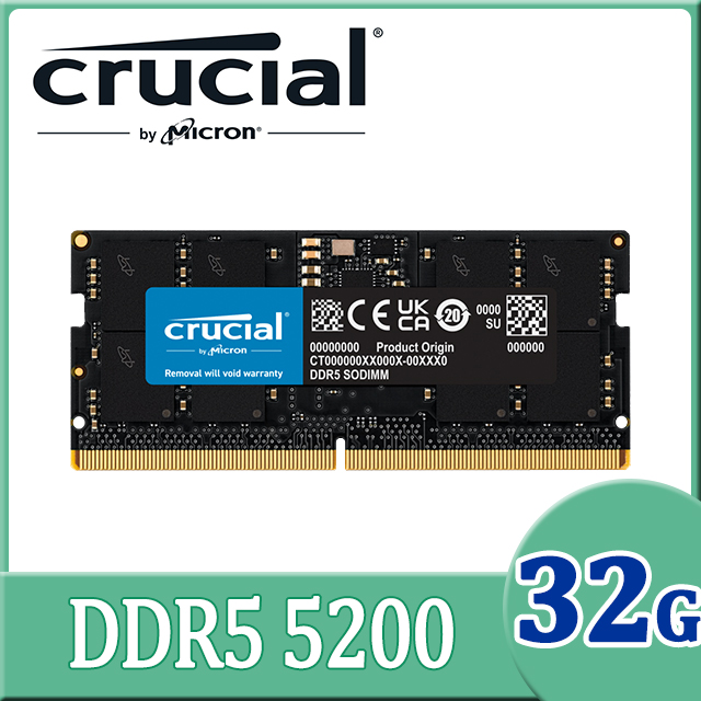 Micron Crucial 美光 DDR5 5200 32GB 筆記型記憶體 - PChome 24h購物