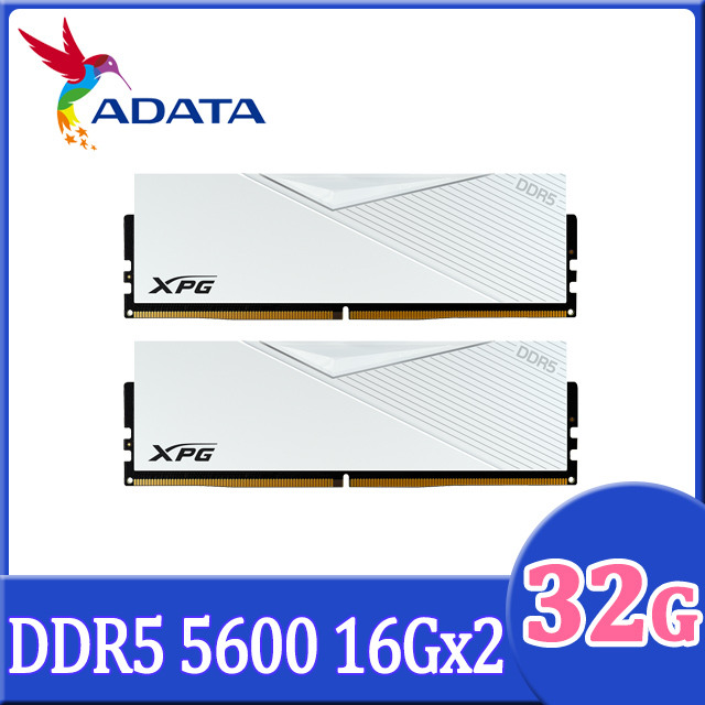 XPG Lancer DDR5 5600 32GB(16Gx2) 桌上型超頻記憶體(白色) (AX5U5600C3616G-DCLAWH ...