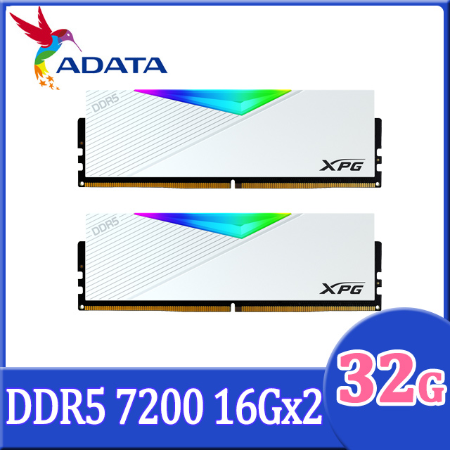 XPG Lancer DDR5 7200 32GB(16Gx2) RGB 桌上型超頻記憶體(白色) (AX5U7200C3416G ...
