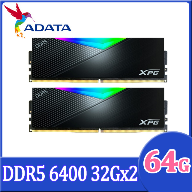 ADATA 威剛 XPG Lancer DDR5 6400 64GB(32Gx2) RGB 桌上型超頻記憶體(黑色) (AX5U6400C3232G-DCLARBK) - PChome 24h購物