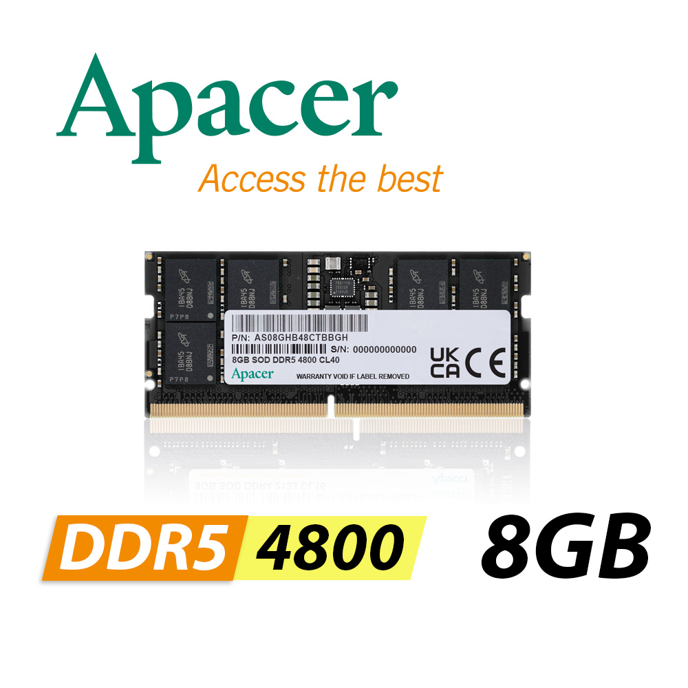 Apacer宇瞻 DDR5 4800 8GB 筆記型記憶體(FS.08G2A.RTH) - PChome 24h購物