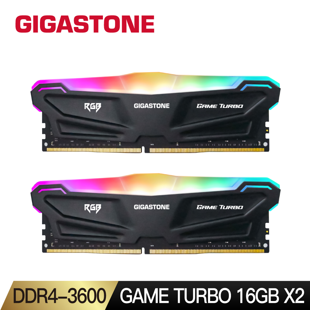 GIGASTONE 立達 Game Turbo DDR4 3600 32GB(16Gx2) RGB電競超頻 桌上型記憶體-黑 - PChome 24h購物