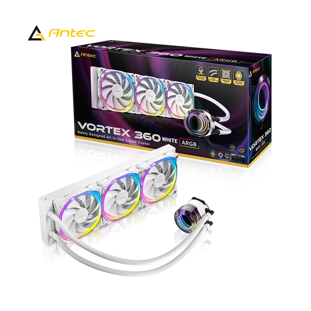 Antec 安鈦克 Vortex ARGB(W) 白色 控制器 360 一體式 水冷排 PWM 風扇 CPU 散熱器 - PChome 24h購物