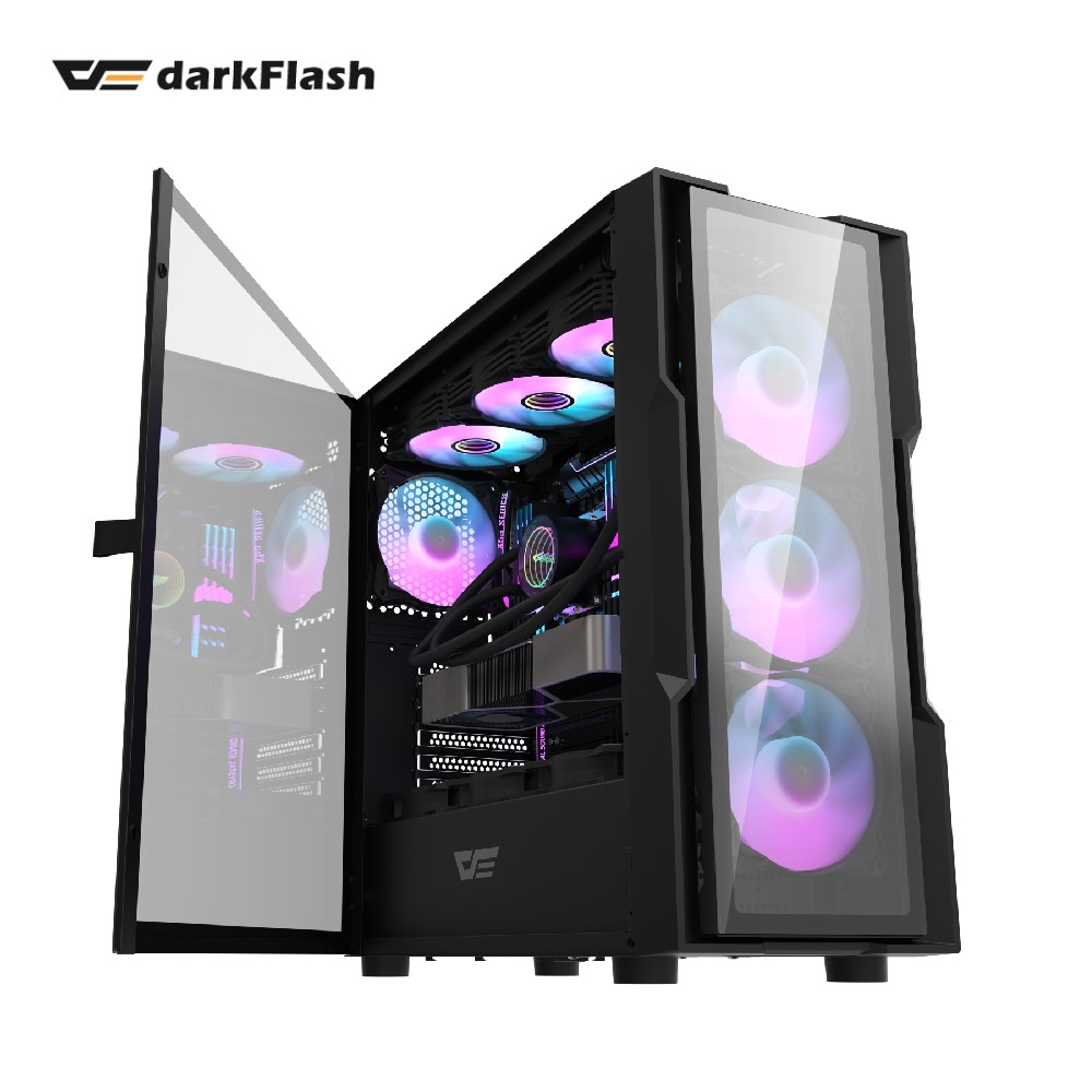 darkFlash大飛 DK431 黑色 ATX (含ARGB風扇)電腦機殼-玻璃版 - PChome 24h購物