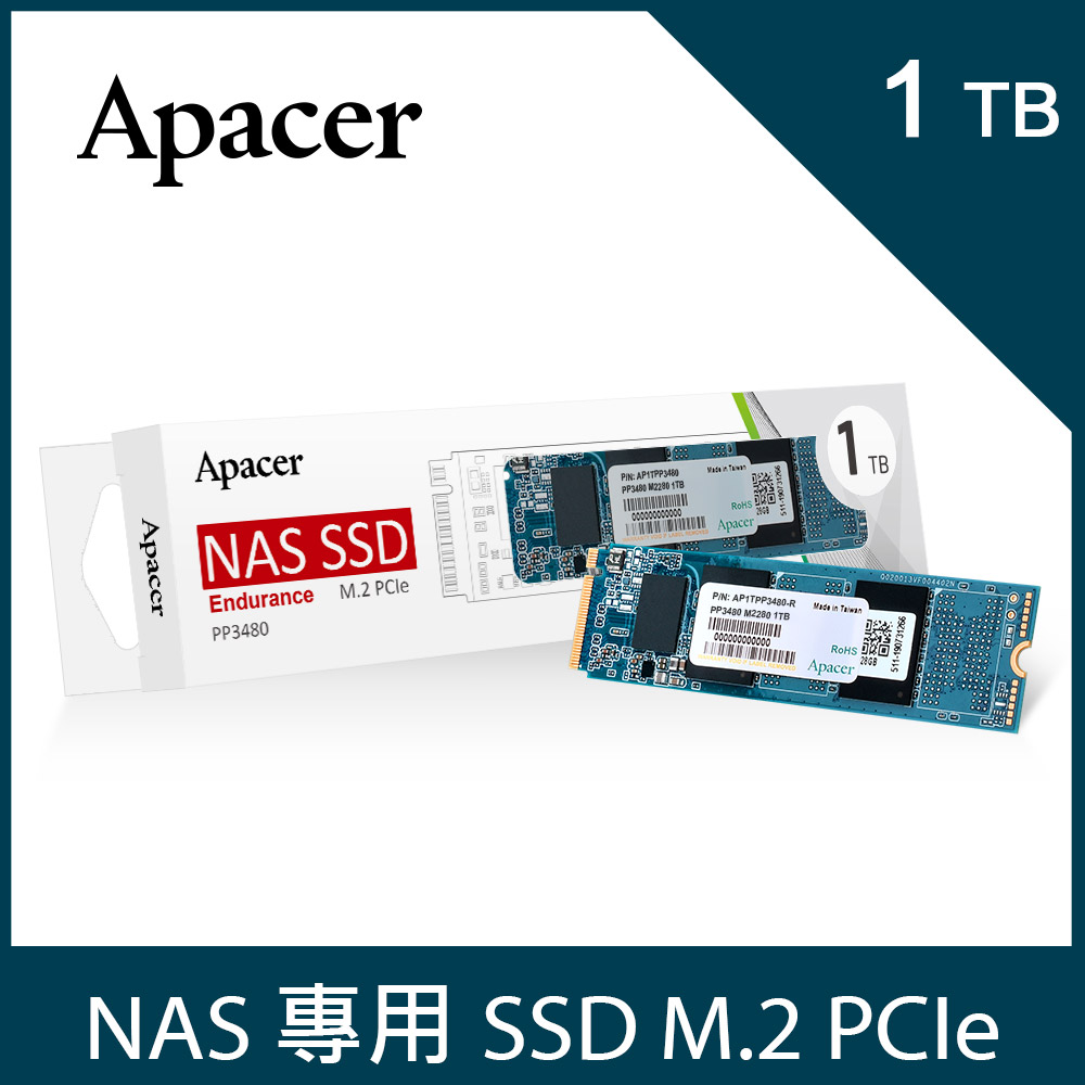 Apacer 宇瞻 PP3480 1TB M.2 PCIe NAS SSD固態硬碟(AP1TPP3480-R) - PChome 24h購物