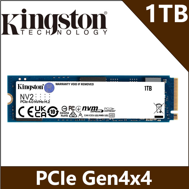 金士頓 Kingston NV2 1TB Gen4 PCIe SSD 固態硬碟 (SNV2S/1000G) - PChome 24h購物