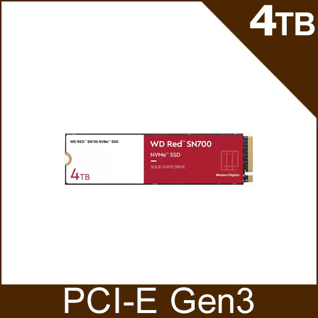 WD Red紅標 SN700 4TB Gen3 NVMe PCle SSD固態硬碟(WDS400T1R0C) - PChome 24h購物