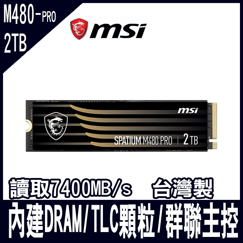 MSI 微星 SPATIUM M480 PRO 2TB Gen4 PCIe SSD M.2 - PChome 24h購物
