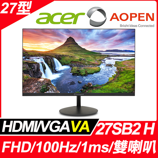 AOPEN 27SB2 H 薄邊框螢幕 (27吋/FHD/HDMI/喇叭/VA) - PChome 24h購物