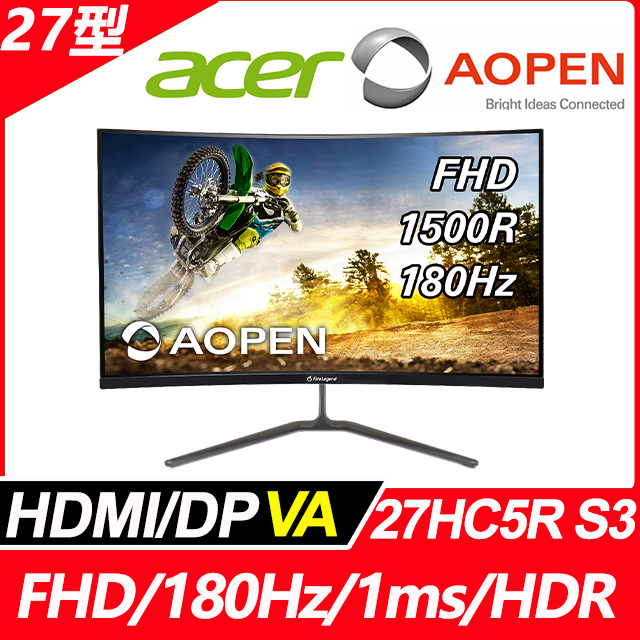 ACER 宏碁 AOPEN 27HC5R S3 曲面電腦螢幕(27型/FHD/HDMI/DP/VA) - PChome 24h購物