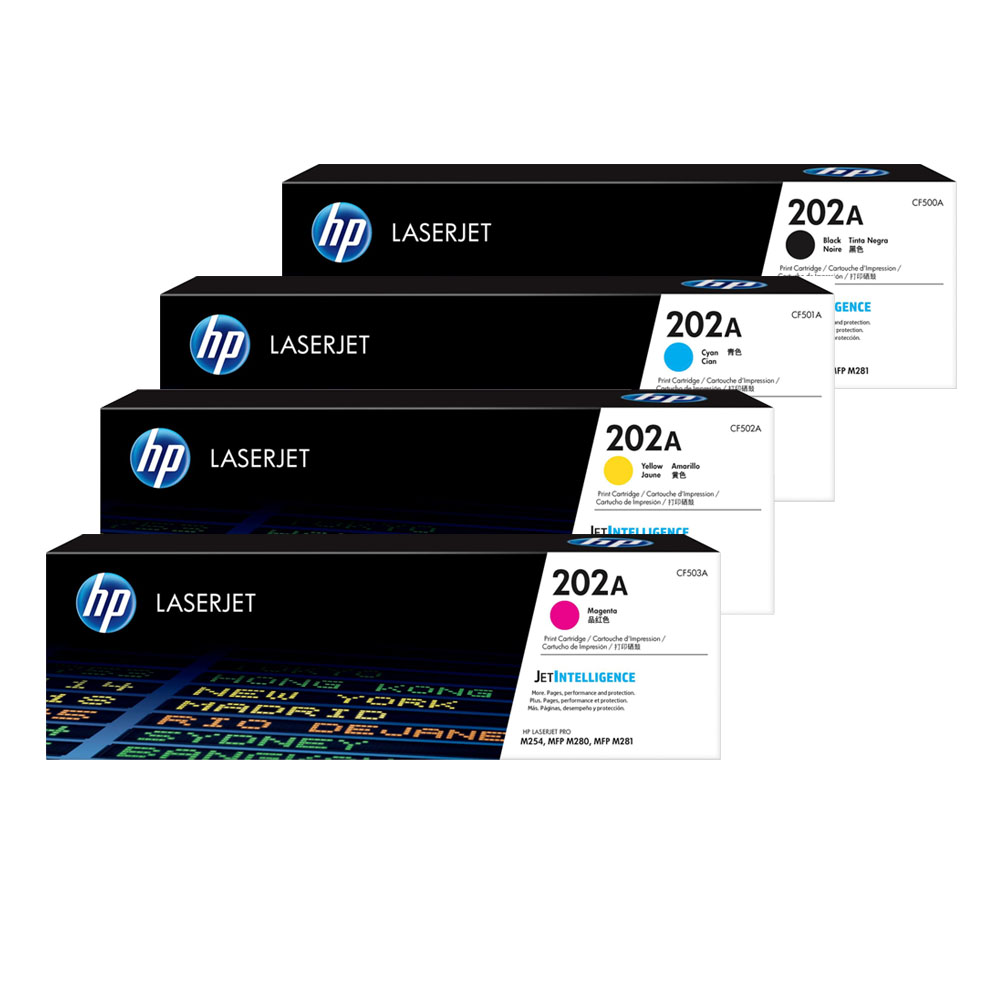 【四色組合】HP CF500A+CF501A+CF502A+CF503A/202A 原廠碳粉匣 適用HP M254/M280/M281 ...