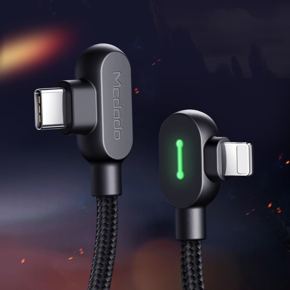 【Mcdodo】PD/Lightning/Type-C/iPhone充電線傳輸線 彎頭LED 紐扣 1.2M - PChome 24h購物