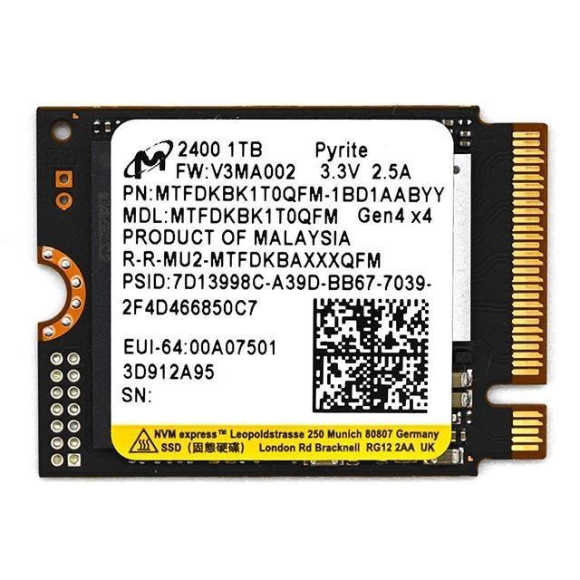 美光 micron 2400 1T 1TB 2230 M.2 PCIE NVMe SSD 固態硬碟 - PChome 24h購物