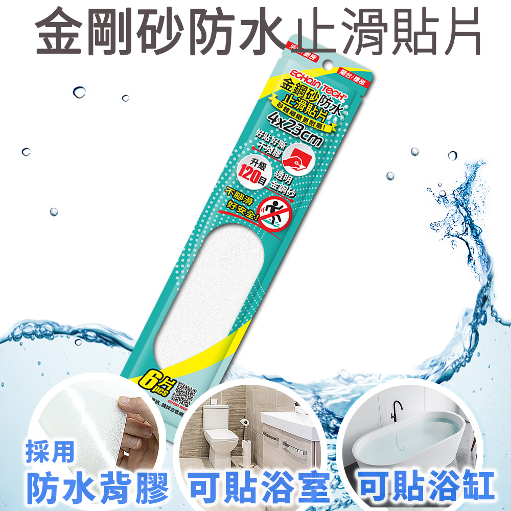 Echain Tech 熊掌 金鋼砂防滑貼片全透明長條款4*23cm-1包6片 - PChome 24h購物