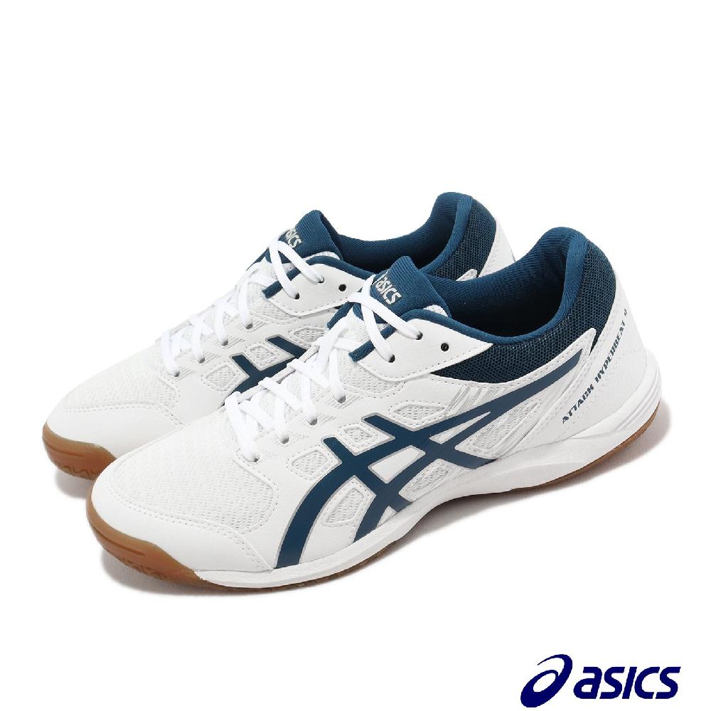 Asics 亞瑟士 桌球鞋 Attack Hyperbeat 4 男鞋 白 藍 膠底 抓地 羽球 室內運動 1073A056100 ...