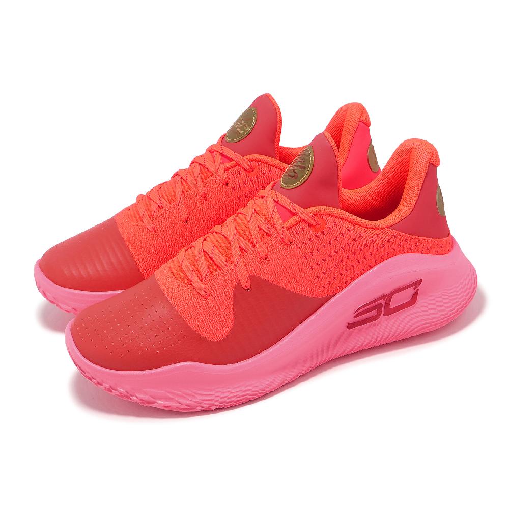 Under Armour 安德瑪 籃球鞋 Curry 4 Low Flotro 男鞋 紅 Flooded 咖哩 抓地 運動鞋 UA ...