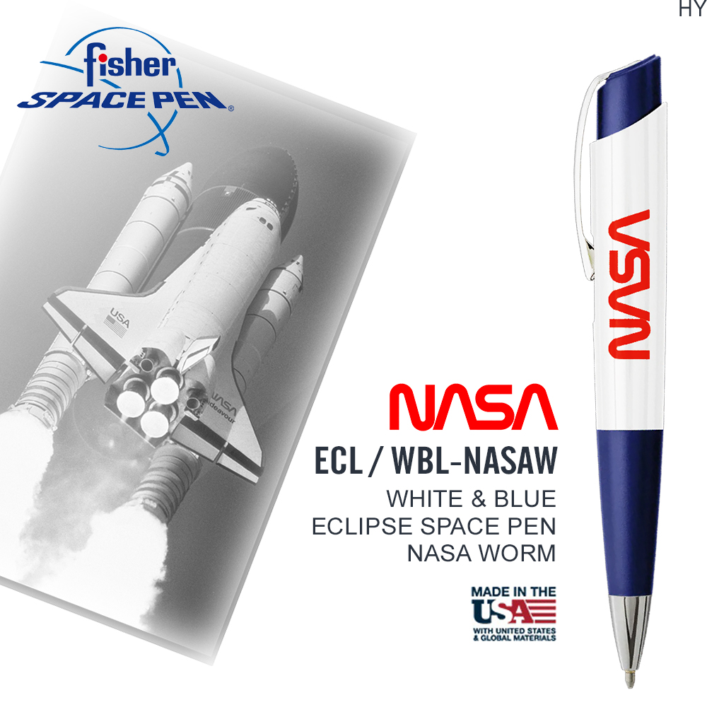 Fisher Space Pen NASA WORM徽章系列／ White & Blue 白藍 Eclipse 太空筆#ECL/WBL ...