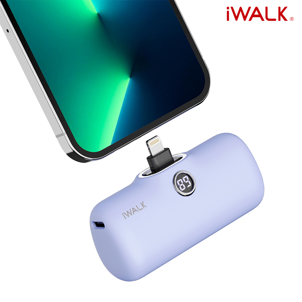 【iWALK】Pro 五代 Lightning 快充數顯版 直插式口袋電源 行動電源 4800mAh-靛紫 - PChome 24h購物