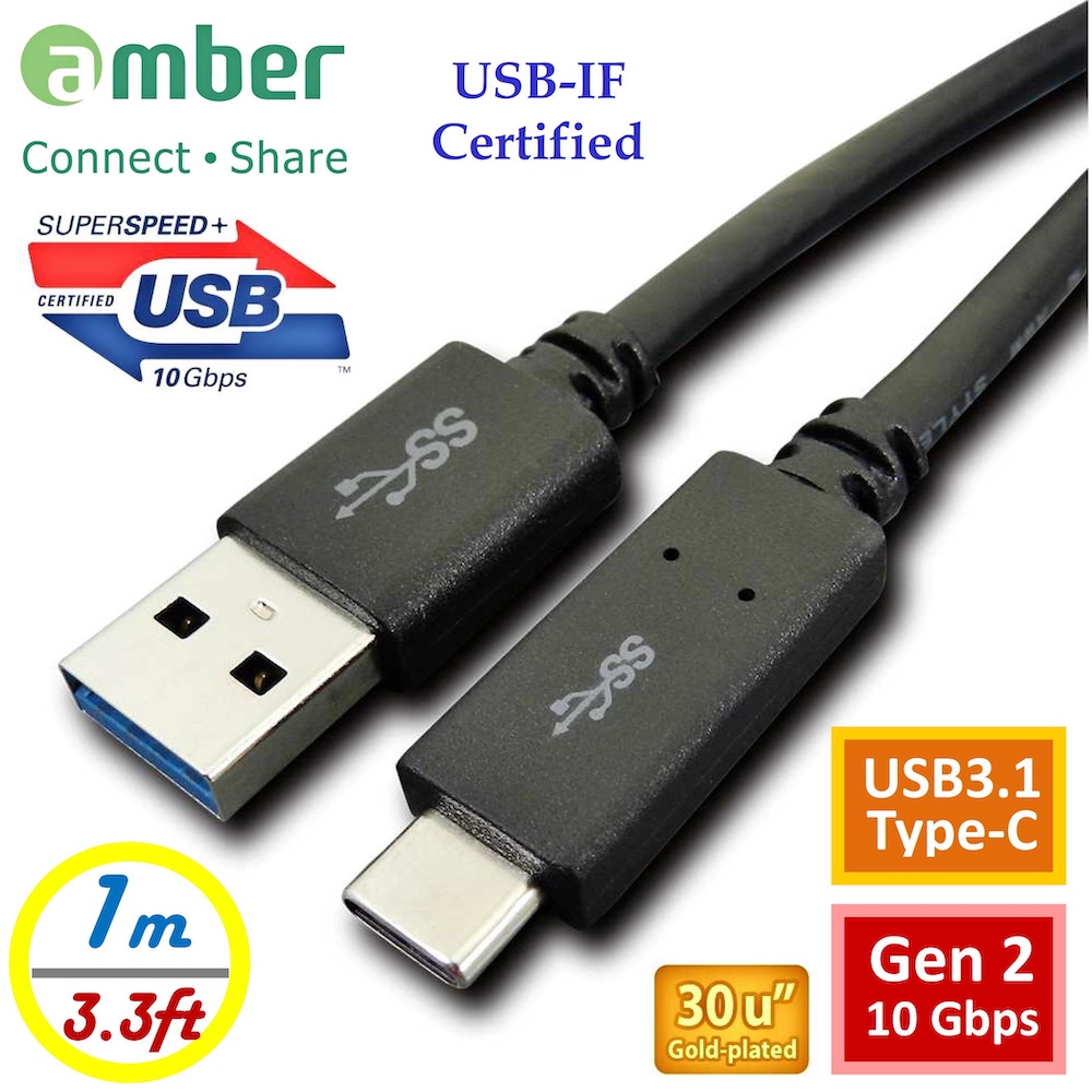 amber USB 3.1 Gen2(10 Gbps) cable,USB3.1 A to Type-C,1m. - PChome 24h購物