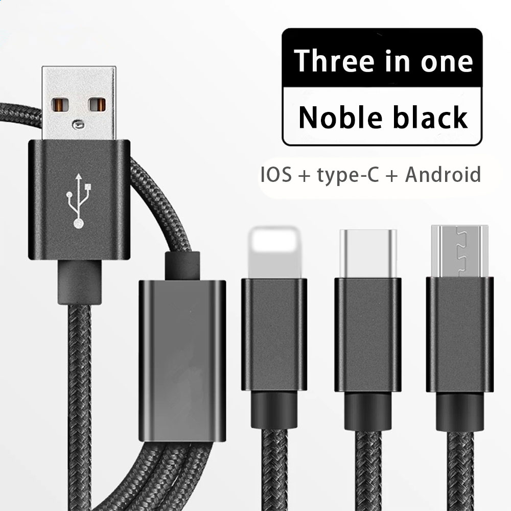 3合1 USB A to micro/IOS/Type C 快充1M編織傳輸充線 - PChome 24h購物