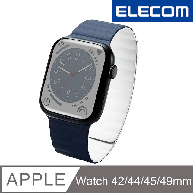 ELECOM Apple Watch 49/45/44/42mm磁吸矽膠錶帶- 藍 - PChome 24h購物