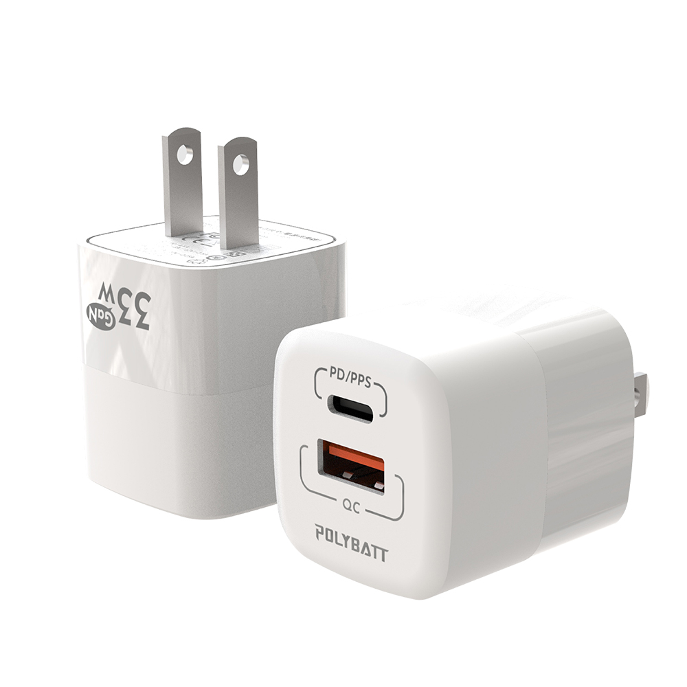 Polybatt GaN氮化鎵33W 雙孔PD+QC 手機平板筆電快速充電器 - PChome 24h購物
