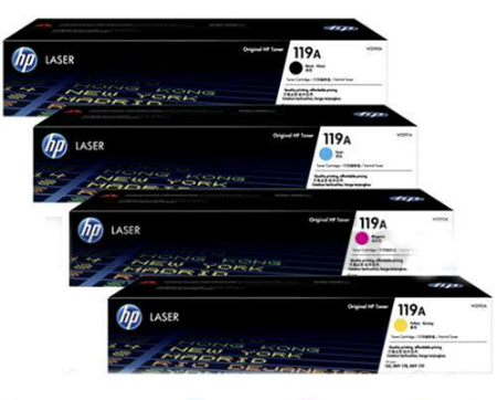 HP 惠普 119A W2090A(黑色)/W2091A(藍色)/W2092A(黃色)/W2093A(紅色) 原廠碳粉匣 四色一組 ...