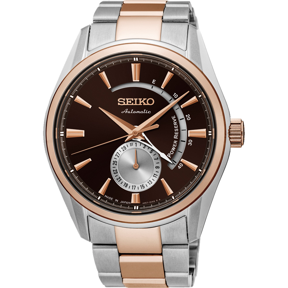 SEIKO PRESAGE 4R57 動力儲存機械腕錶-黑x玫瑰金/42mm 4R57-00A0P(SSA308J1) - PChome 24h購物